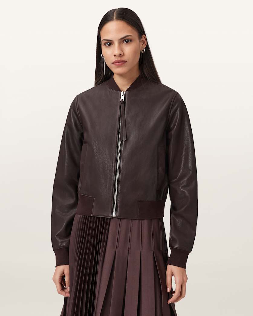 Orten Leather Bomber Jacket OXBLOOD RED | ALLSAINTS